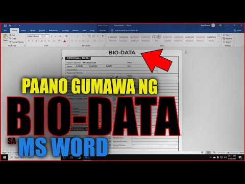 PAANO GUMAWA NG BIO-DATA NG SUPER EASY AT MADALI LANG SA #MSWORD
