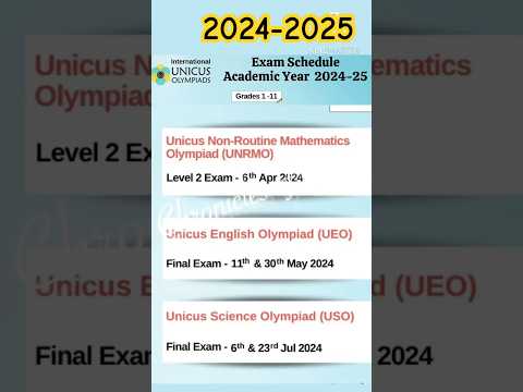 Olympiad Exam Schedule 2024-25|Unicus Summer Olympiad Dates#unicus #chroniclesofgyan #math #scifi