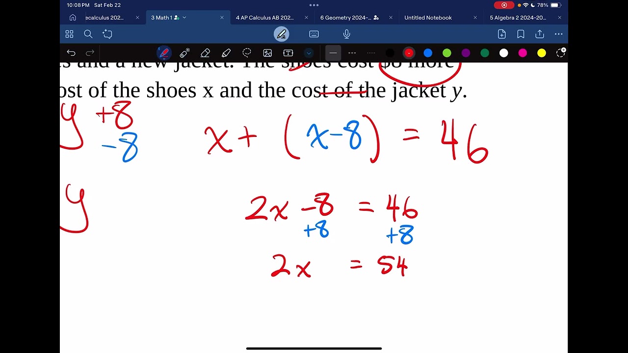 Integrated Math 1 Test 7 Solutions