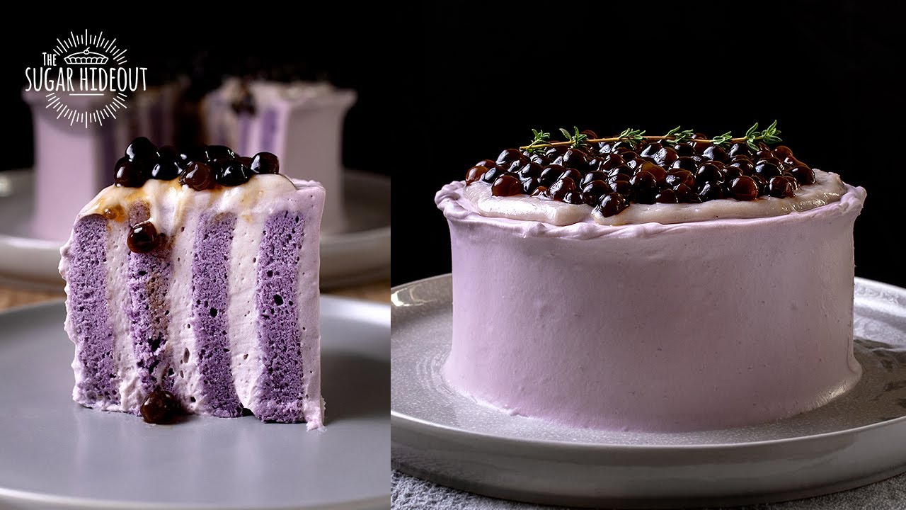 Taro Boba...As Cake! - Taro Bubble Tea Vertical Cake | Silent Baking