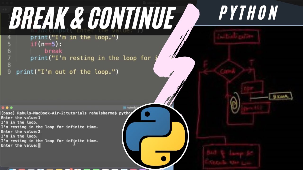 #8 Break and Continue in while loop in Python || Python Tutorial for Beginners #python