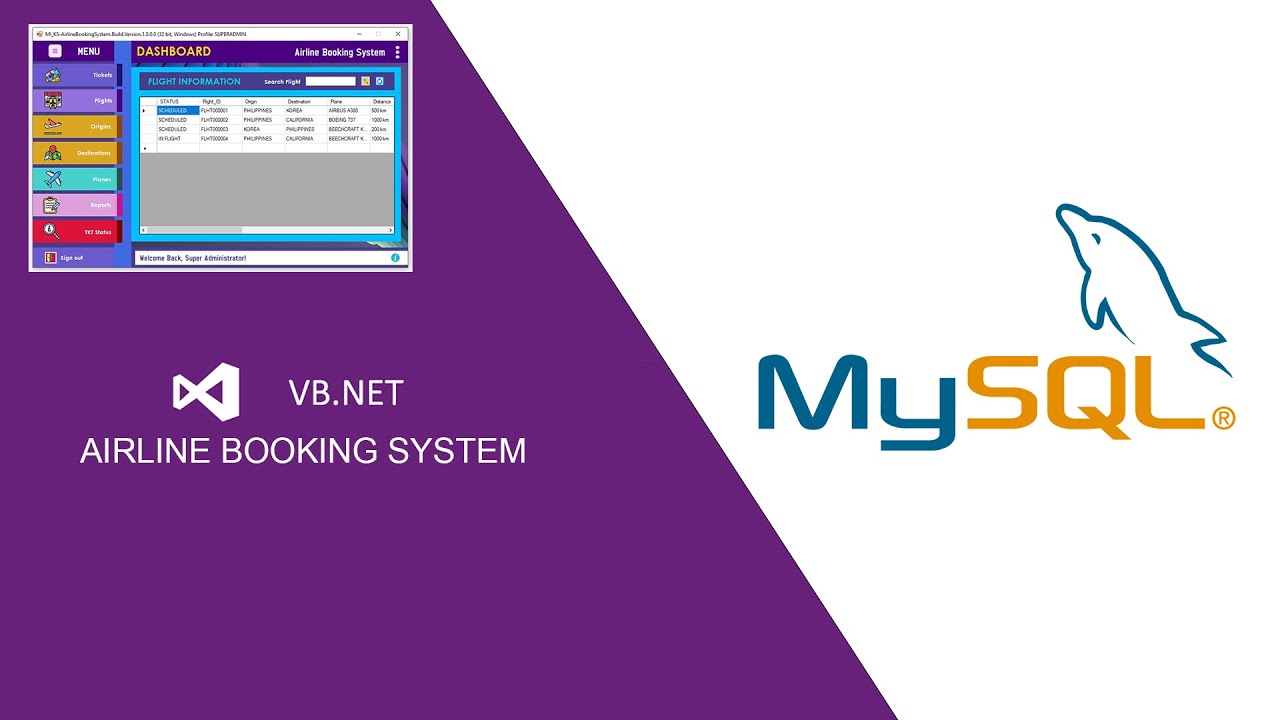 Airline Booking System - (VB.NET & MySQL) Visual Basic 2012/SQLYog Ultimate