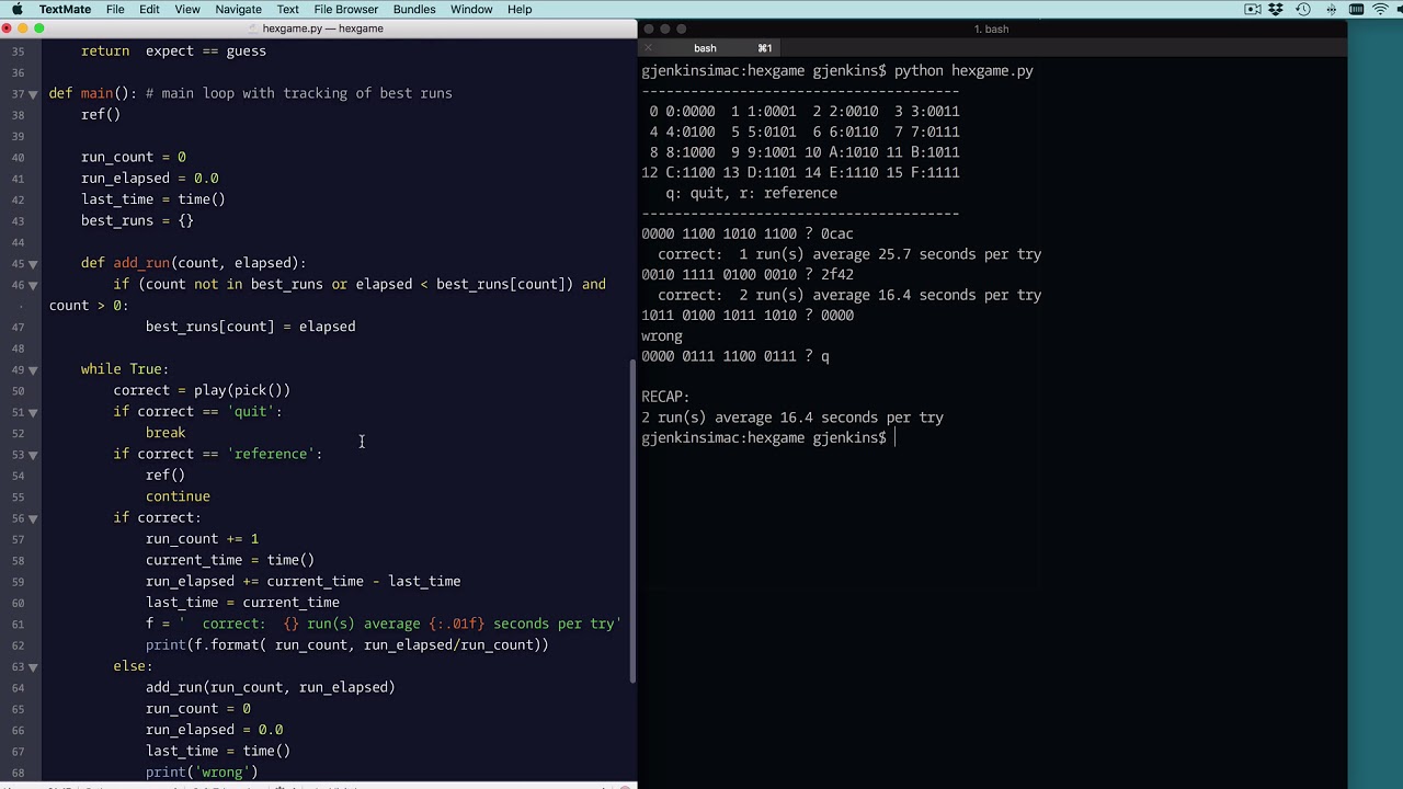 Python code to play CLI Hex Game to learn hexidecimal