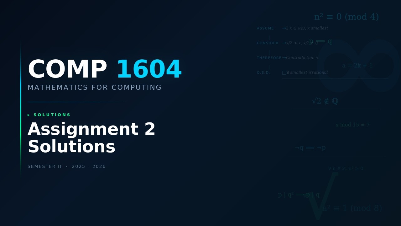 COMP 1604 - Assignment 2 solutions