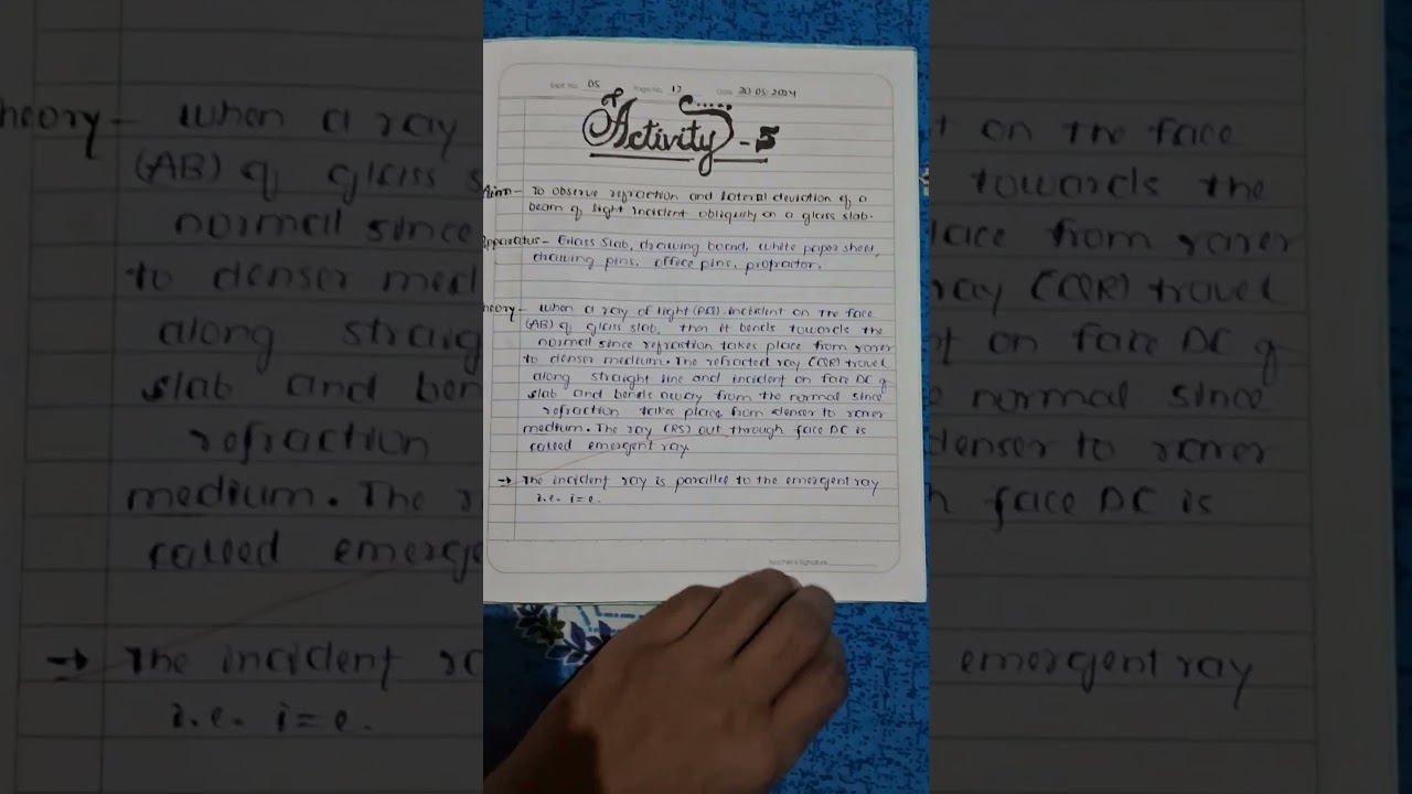 Physics  Activity| To observe refraction & lateral inversion of beam of light incident on glass slab