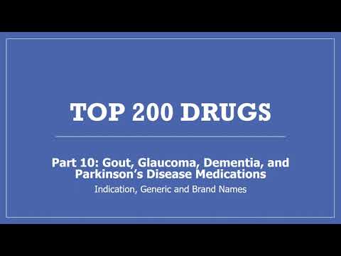 Top 200 Drugs - Part 10 Gout Glaucoma Dementia and Parkinson's Disease Medications
