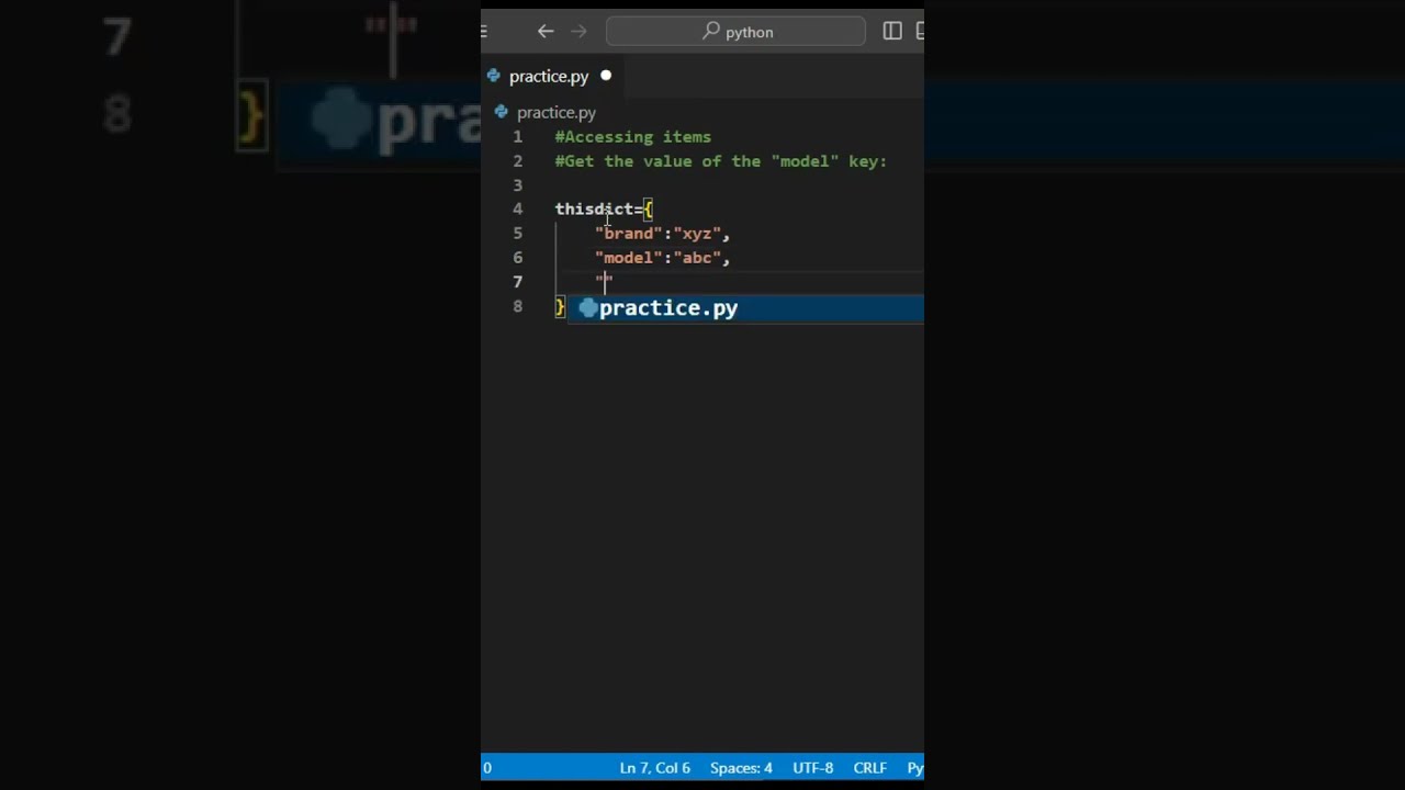 Accessing items #python #pythonprogramming #coding #pythoncoding #code
