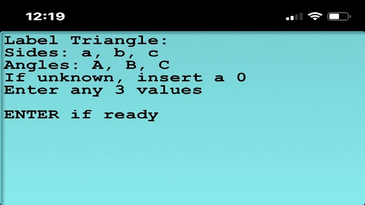 Triangle Calculator Program