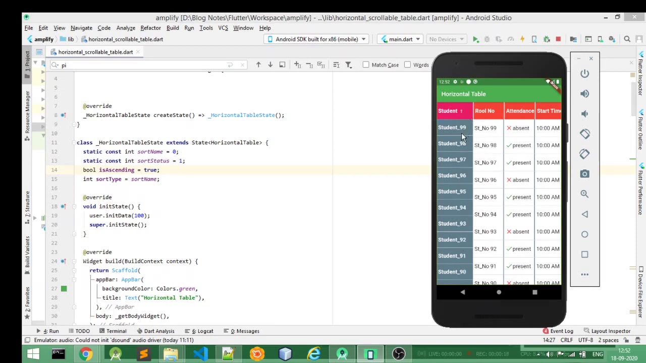 Horizontal Scrollable Table in Flutter (Android)