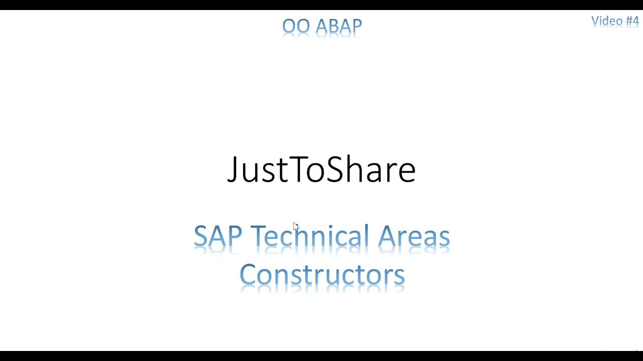 Video 4: OO ABAP - Constructor