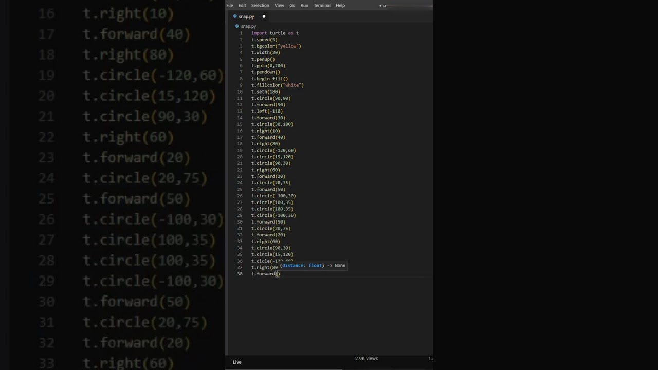 SnapChat Logo using Python Turtle #shorts