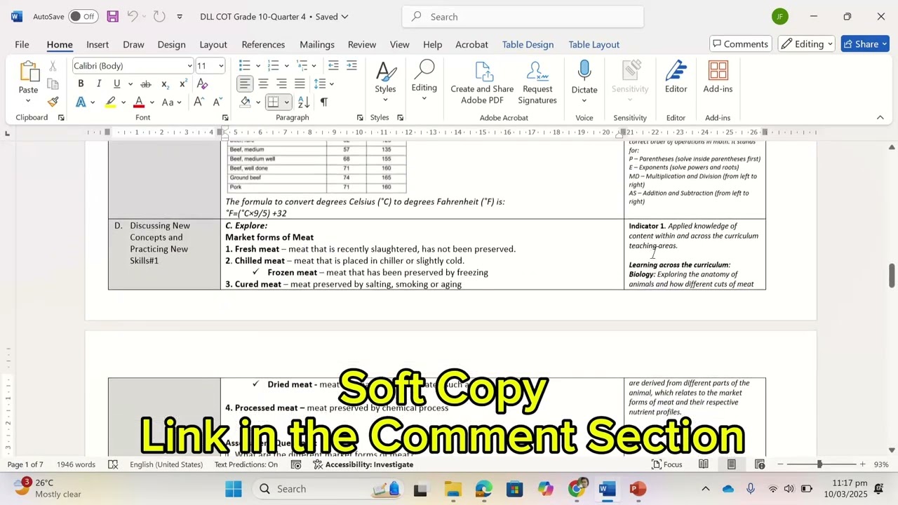 COT Daily Lesson Plan / Log (DLL/DLP) TLE Grade 10 Cookery 4th Quarter with PMES Indicators + PPT