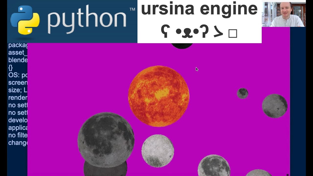 Python tutorial: the Ursina Game Engine - easy install and basic 3D scene + (3D solar system) part 1