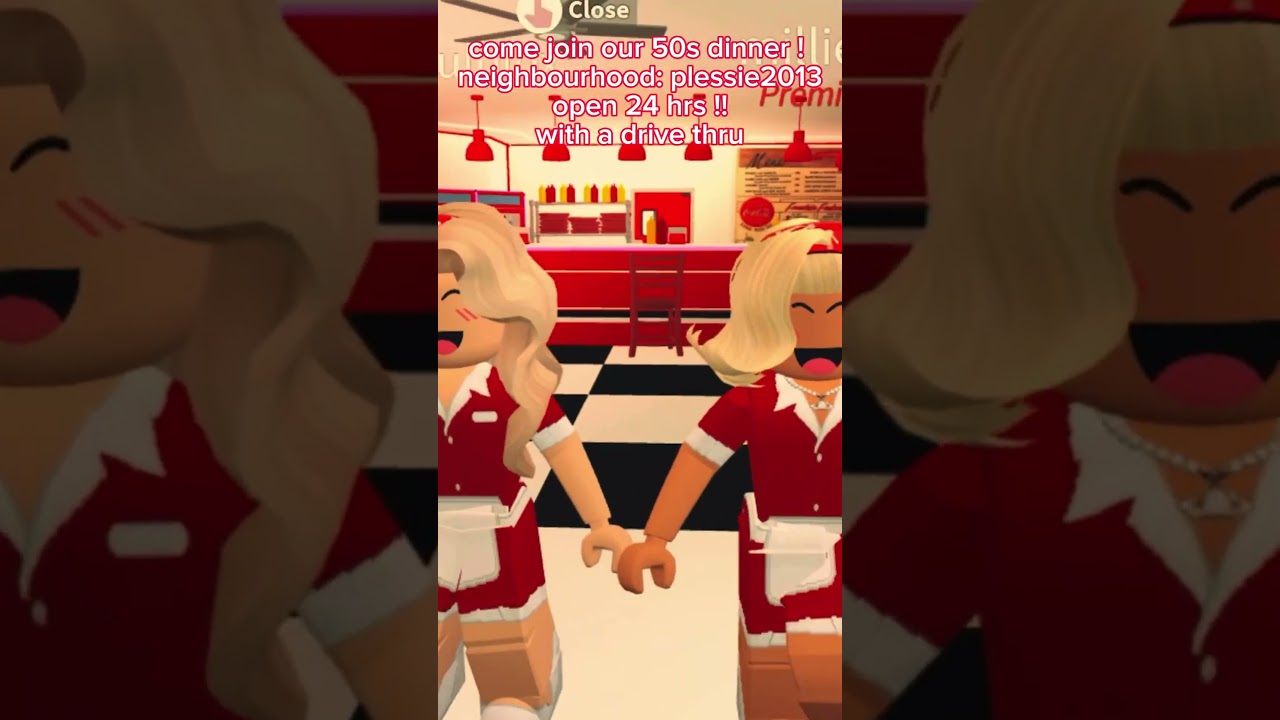 JOIN RETRO 50S RESTAURANT DINER !! BLOXBURG NEIGHBOURHOOD CODE PLESSIE2013 #shorts