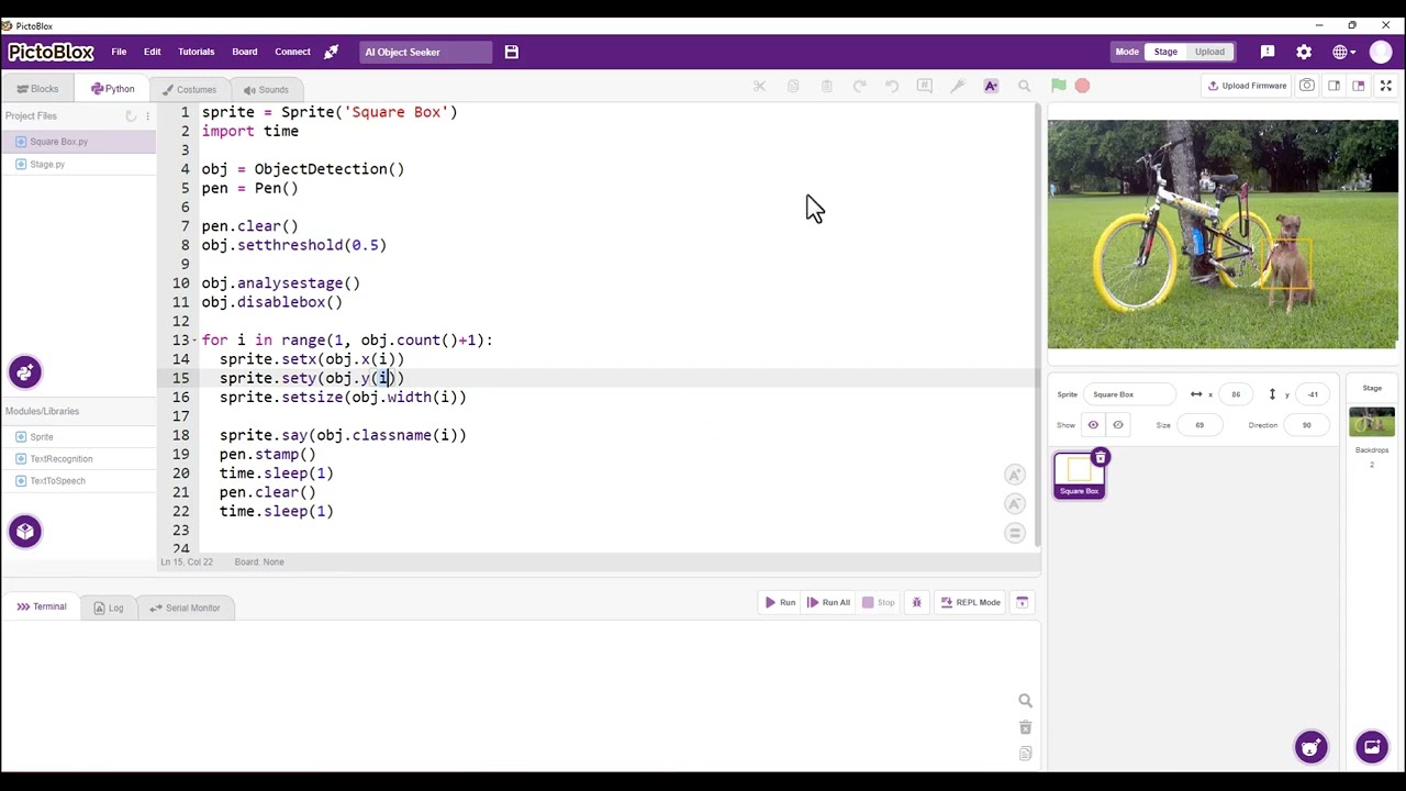 AI OBJECT DETECTION USING PYTHON IN PICTOBLOX