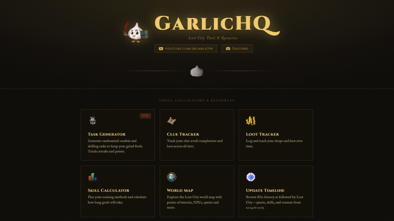 GarlicHQ - A fan tools site for Lost City!