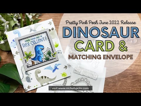 Dinosaur Card and Envelope (Pretty Pink Posh)
