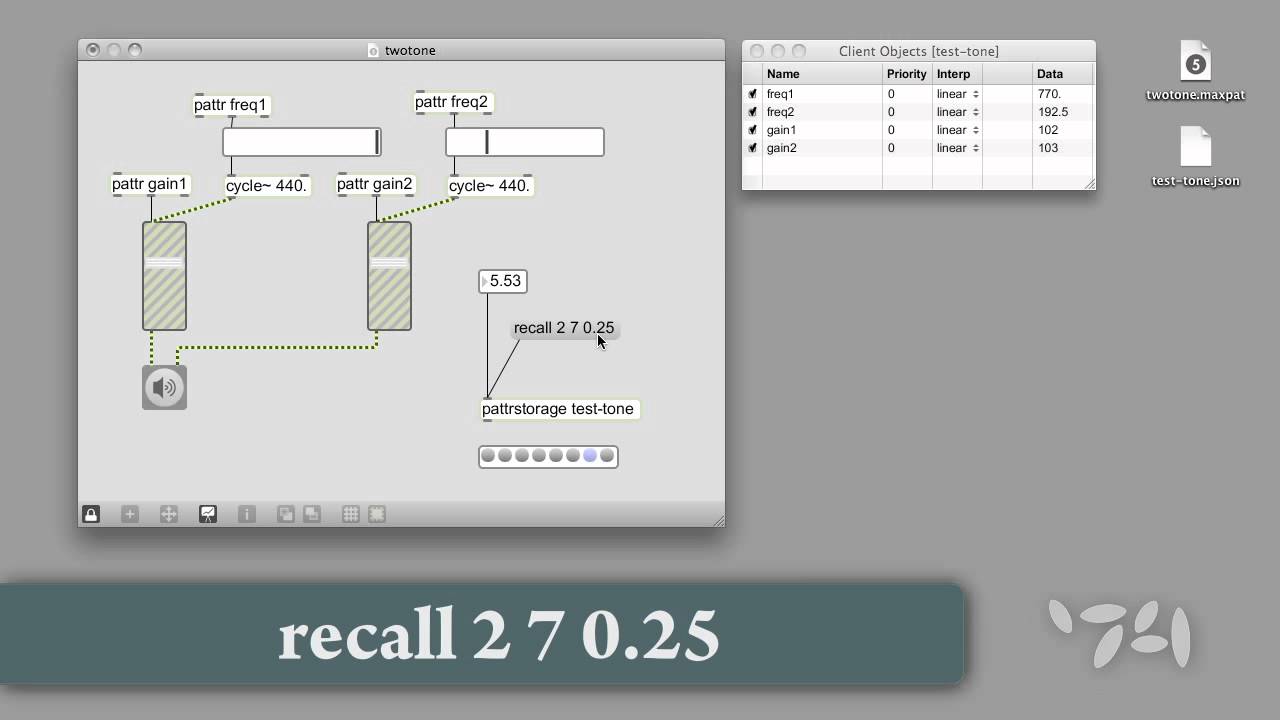 Cycling74 Max/MSP/Jitter Tutorials: pattr #3 Preset Morphing