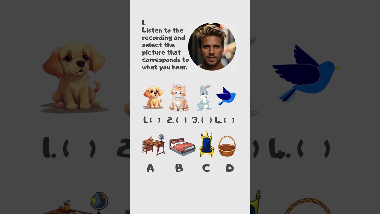 3rd Grade English Listening Exercise 4 Part 1: Animals we love