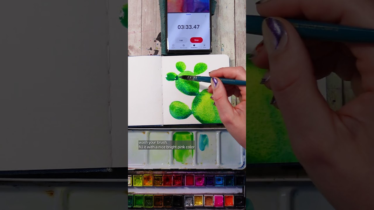 Less than 10 Minute Cactus Watercolor Painting- Easy Prickly Pear