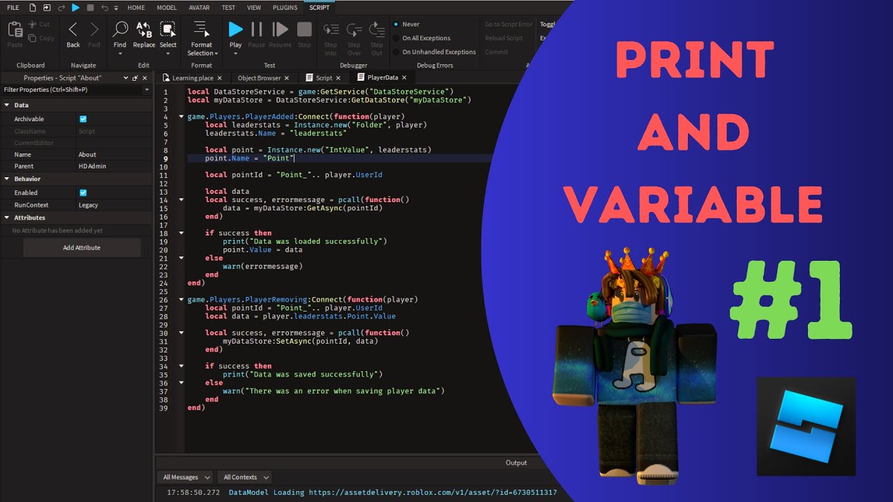 Roblox Scripting Tutorial (Ep1) - Print and Variable