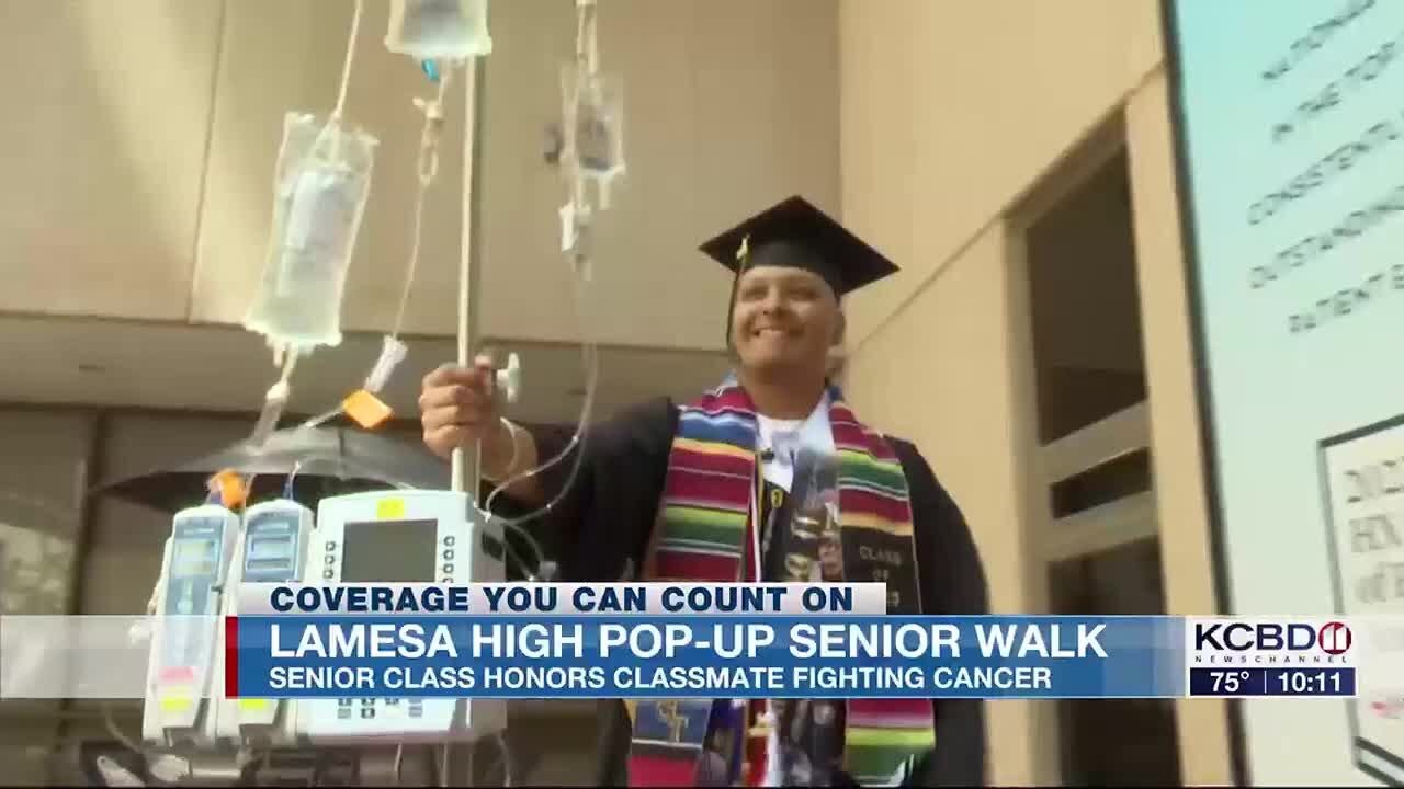 Lamesa High School seniors celebrate one of their own with pop-up senior walk