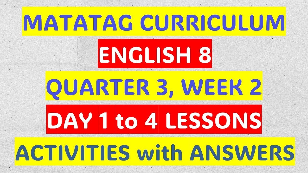 Matatag Curriculum English 8 Q3 Week 2 | Complete Lesson & Activities