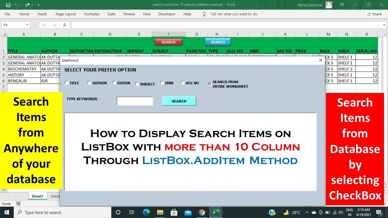 [AddItem Method] Display items on listbox with more than 10 column through Listbox.AddItem method.