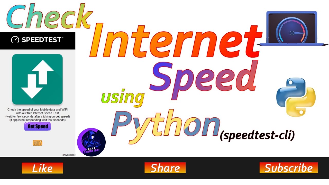 How to Check Internet Speed Using Python | SpeedTest-Cli | #alleshivasai #python #ipaddress #ping