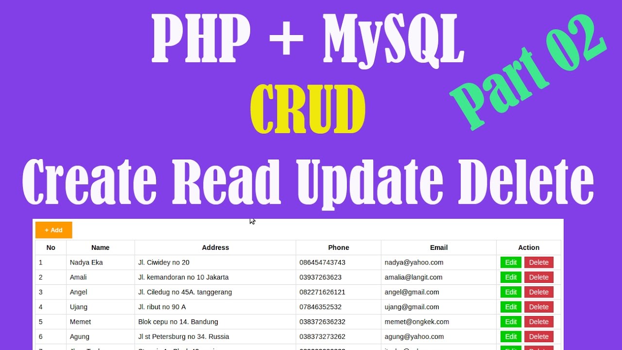 PHP MySQL Tutorial (CRUD) - Create Read Update Delete mysql data - Part 02