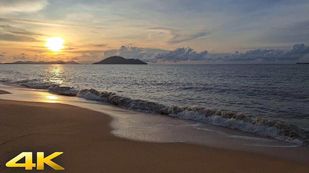[4K ASMR] PERFECT SUNSET 1 Hour Sea Wave, Sunset on the Beach | No rounds
