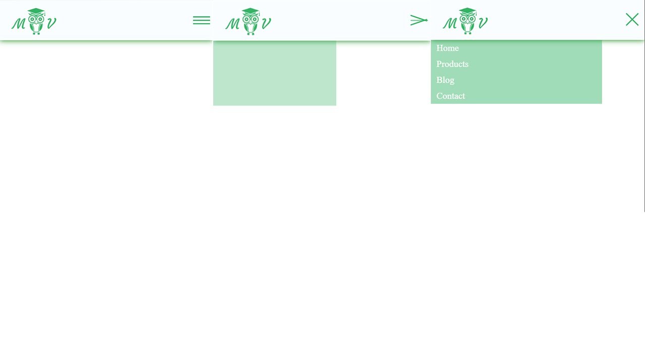 Responsive hamburger menu by HTML, CSS and JQuery