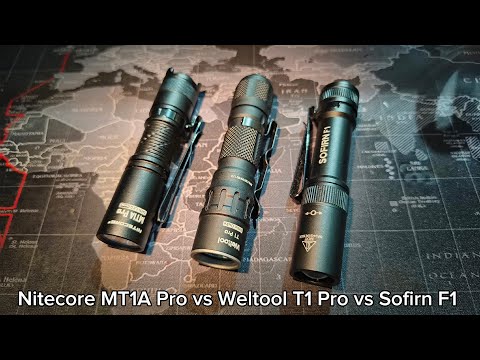 Nitecore MT1A Pro Tac vs Weltool T1 Pro vs Sofirn F1 -  Beamshots at Four Story Building Range: 25m