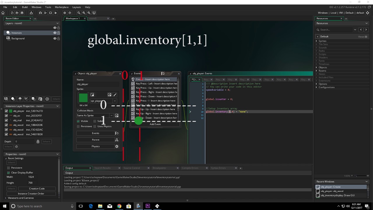 GameMaker Studio 2: Inventory System Tutorial and Arrays Part 2