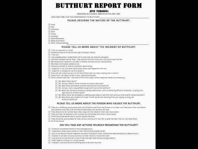 Butthurt Report Form Internet Version