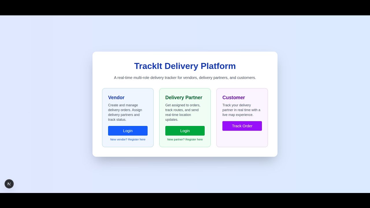 TrackIt - Real-Time Delivery Tracking App || Nextjs || webSockets