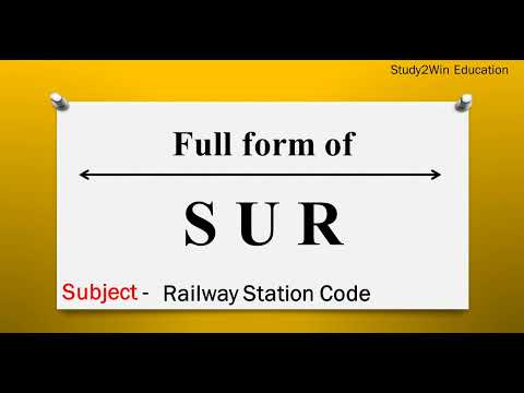 SUR ka full form | Full form of SUR in English | Subject - Railway Station