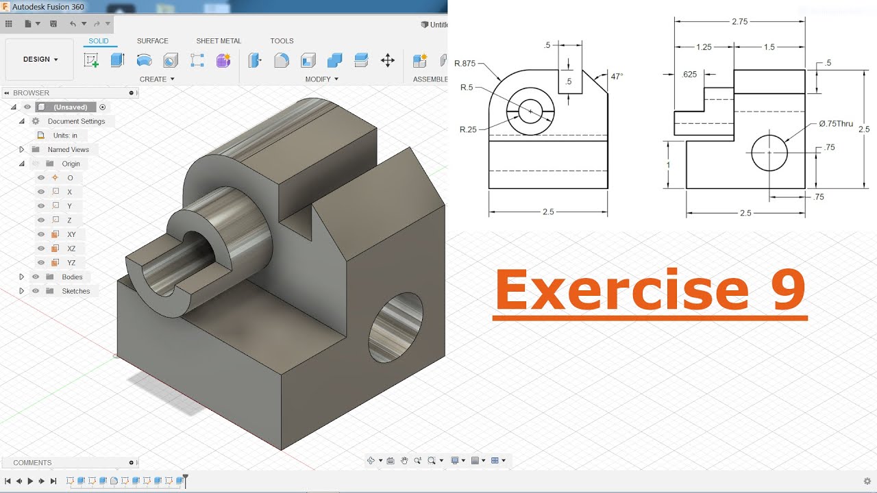 Autodesk Fusion 360 Tutorial for Beginner Exercise 9