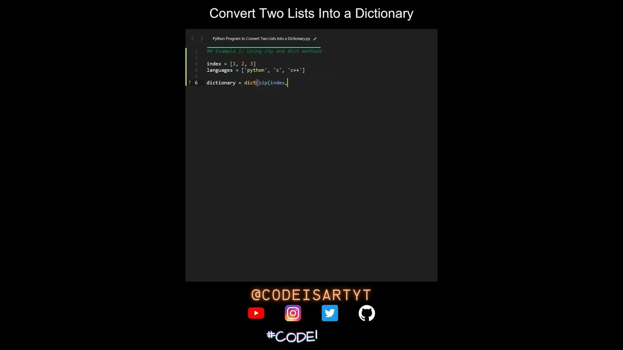 Convert Two Lists Into a Dictionary in Python | Python Examples | Python Coding Tutorial | Python