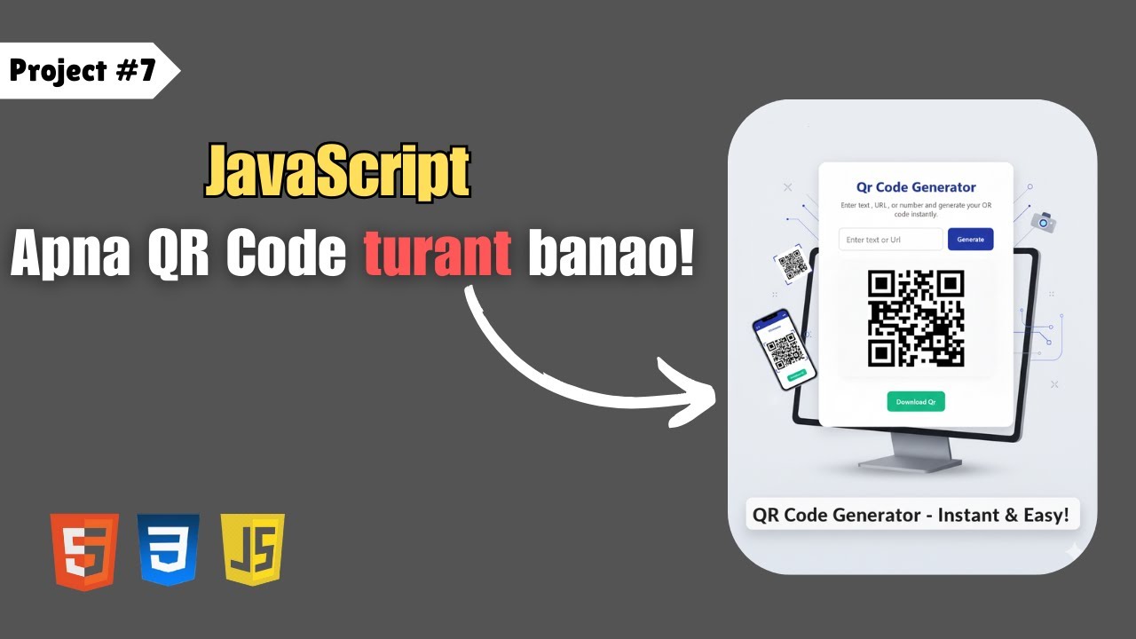JavaScript Project #7 - QR Code Generator Using HTML CSS & JavaScript | Full Project