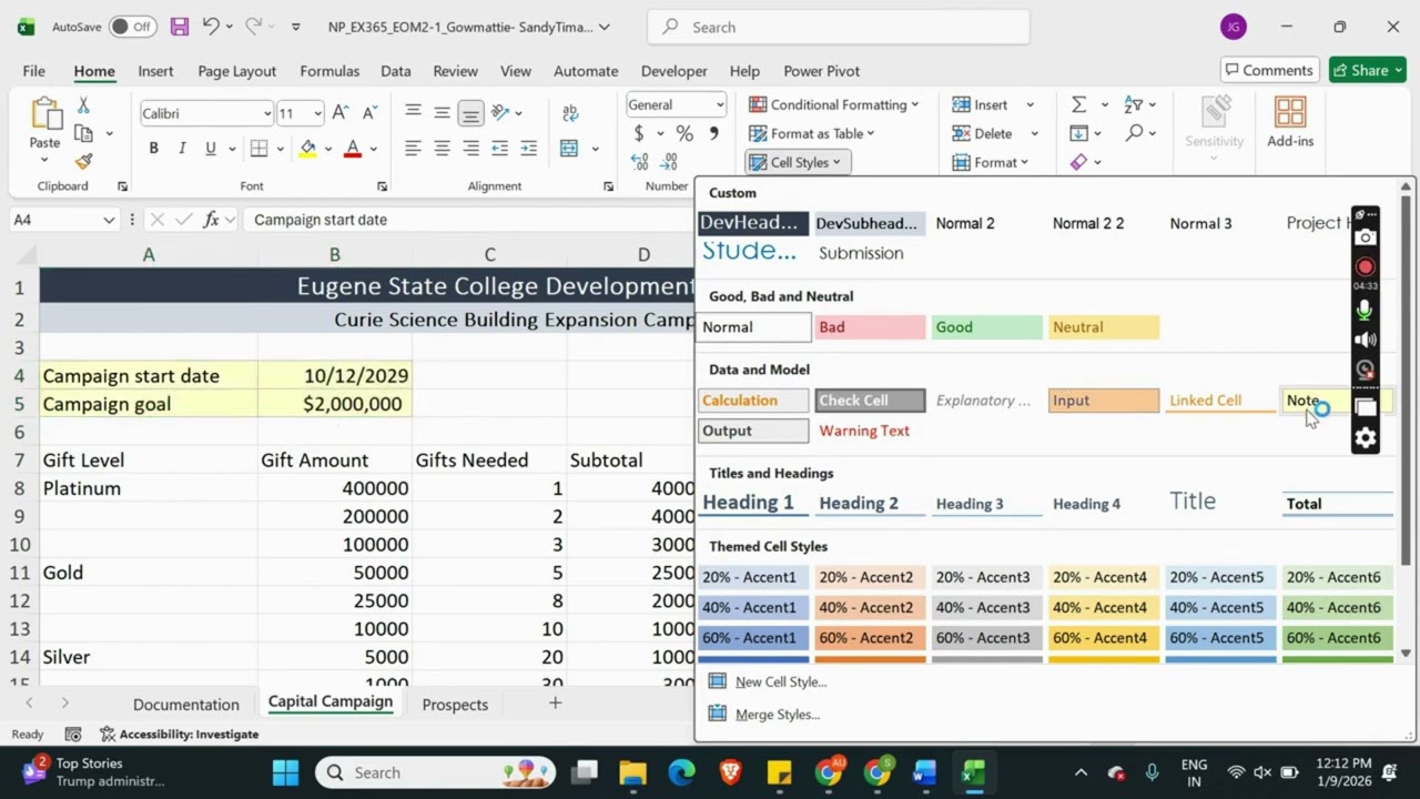 New Perspectives Excel 365 | Module 2: End of Module Project 1 Eugene State College #newperspectives