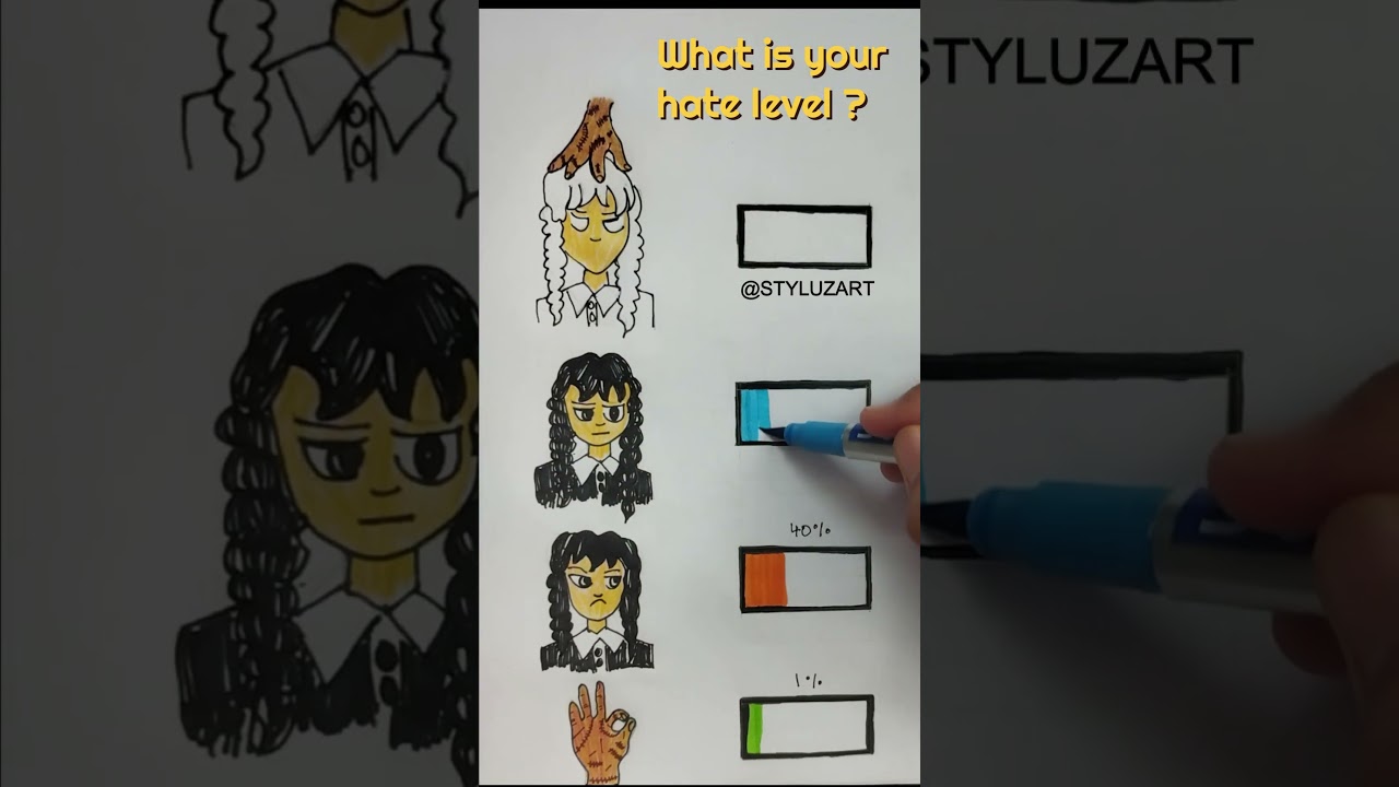 Wednesday's anger 👿 level test what's yours? #shorts #art #viralshort #painting #satisfying #fun