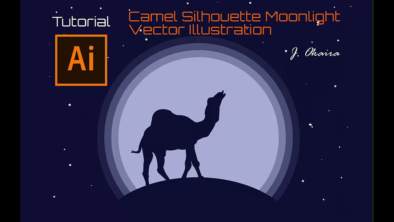 Camel silhouette Moonlight Vector -  Illustrator Tutorial