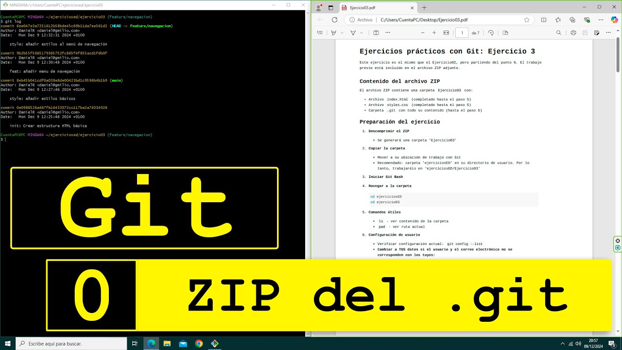 📚 TUTORIAL GIT: Cómo Usar Archivos ZIP Para Practicar | Ejercicios Paso a Paso