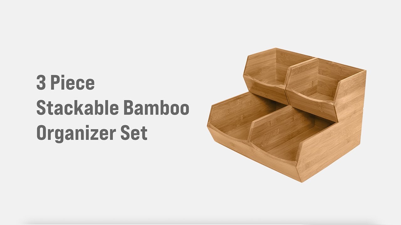 Seville Classics® |  3-Piece Stackable Bamboo Bin Set