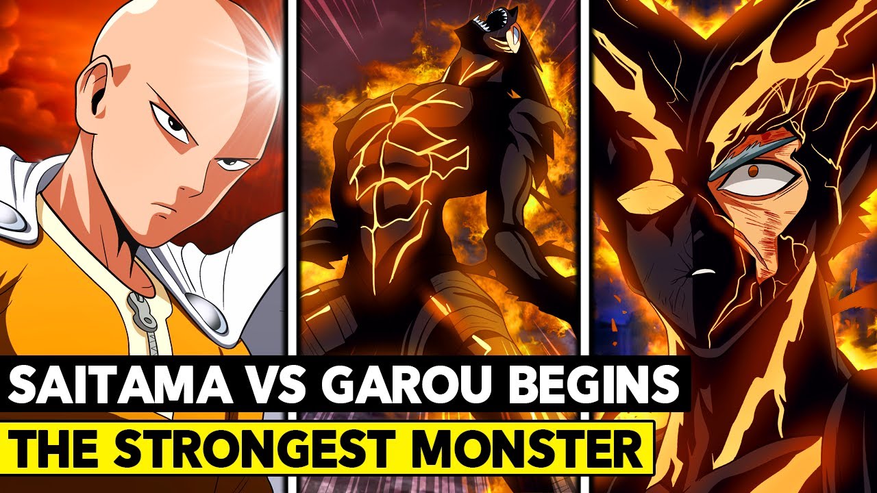 SAITAMA VS GAROU BEGINS! GAROU BECOMES THE STRONGEST MONSTER! - One Punch Man Chapter 154