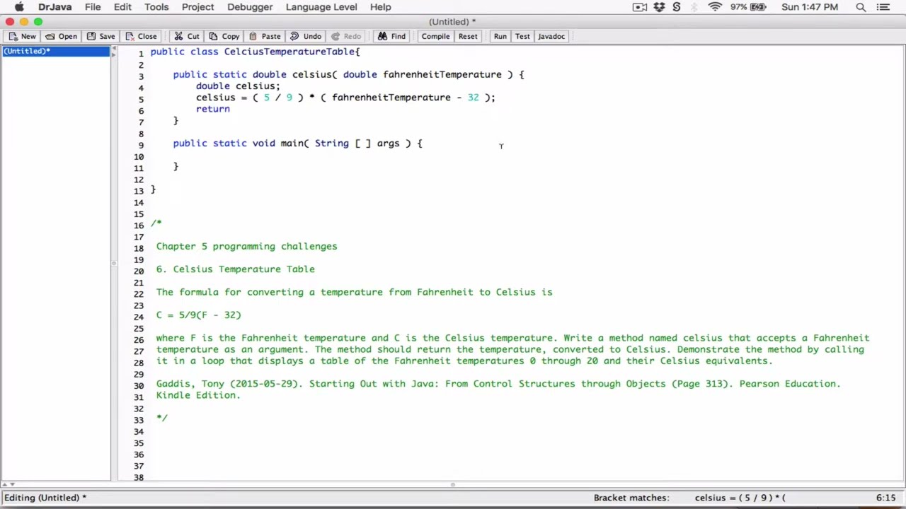 5.6. Celsius Temperature Table - Java