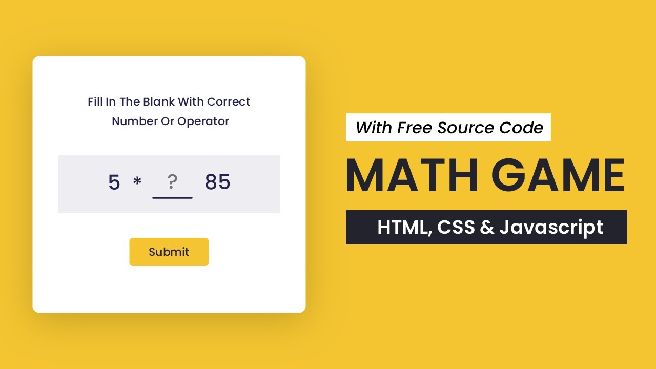 Math Game With Javascript | HTML, CSS , Javascript Project