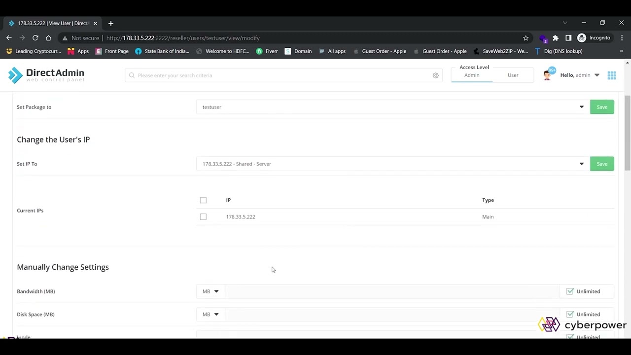 How to Edit Existing user in Direct Admin - Voxfor