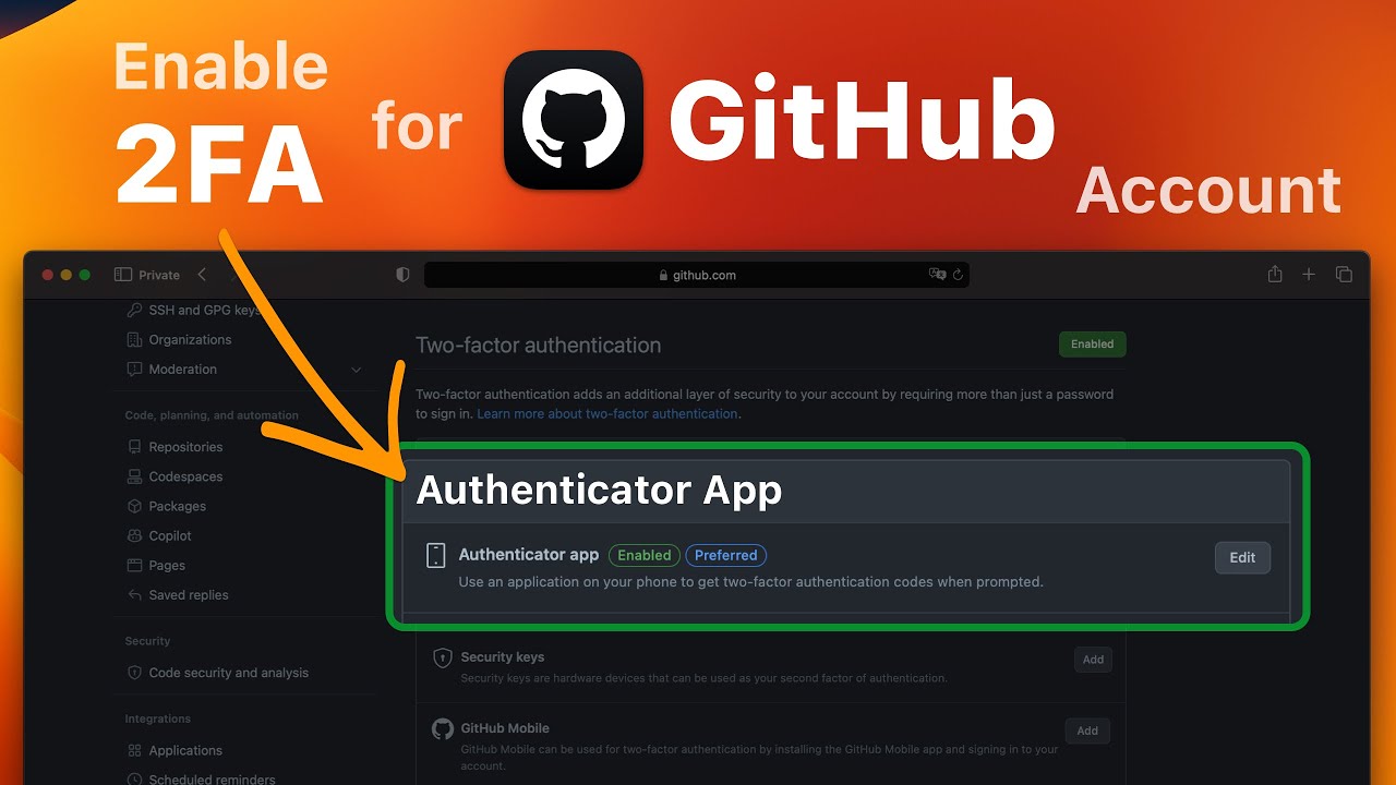 How to Secure Your GitHub Account with 2FA using Authenticator App